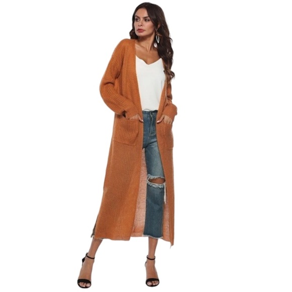 Sweaters | New Rust Brown Long Duster Open Cardigan Sweater Medium ...
